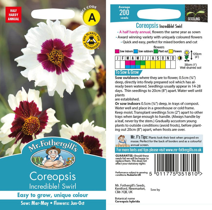 Coreopsis Incredible! Swirl Flower Seeds From Mr Fothergills Seeds and ...