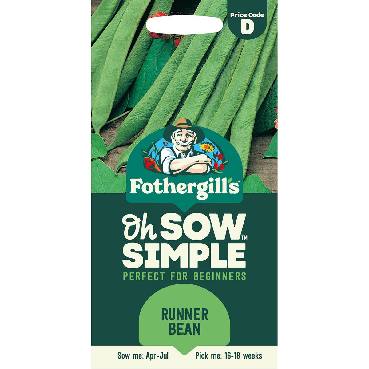 Oh Sow Simple Runner Bean Seeds from Fothergills | Heavy Crops & Stringless