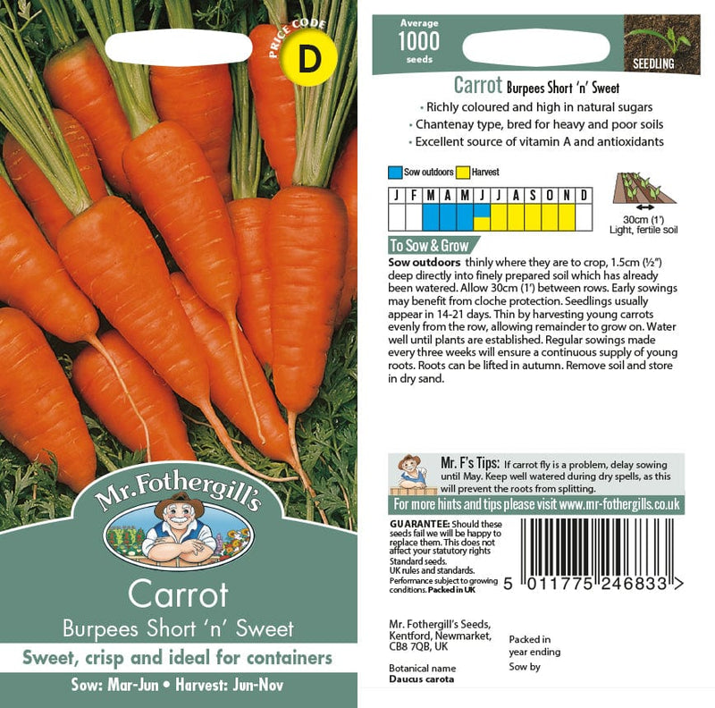 Carrot Burpees Short n Sweet Seeds from Mr Fothergill's Seeds and Plants