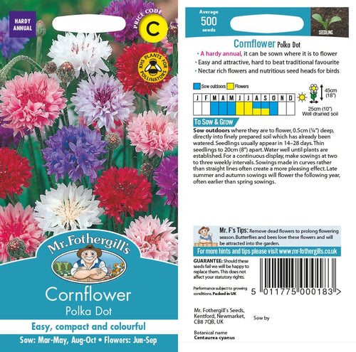 Cornflower Polka Dot Seeds from Mr Fothergill's Seeds and Plants