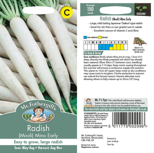 Radish Mooli Mino Early Seeds from Mr Fothergill's Seeds and Plants